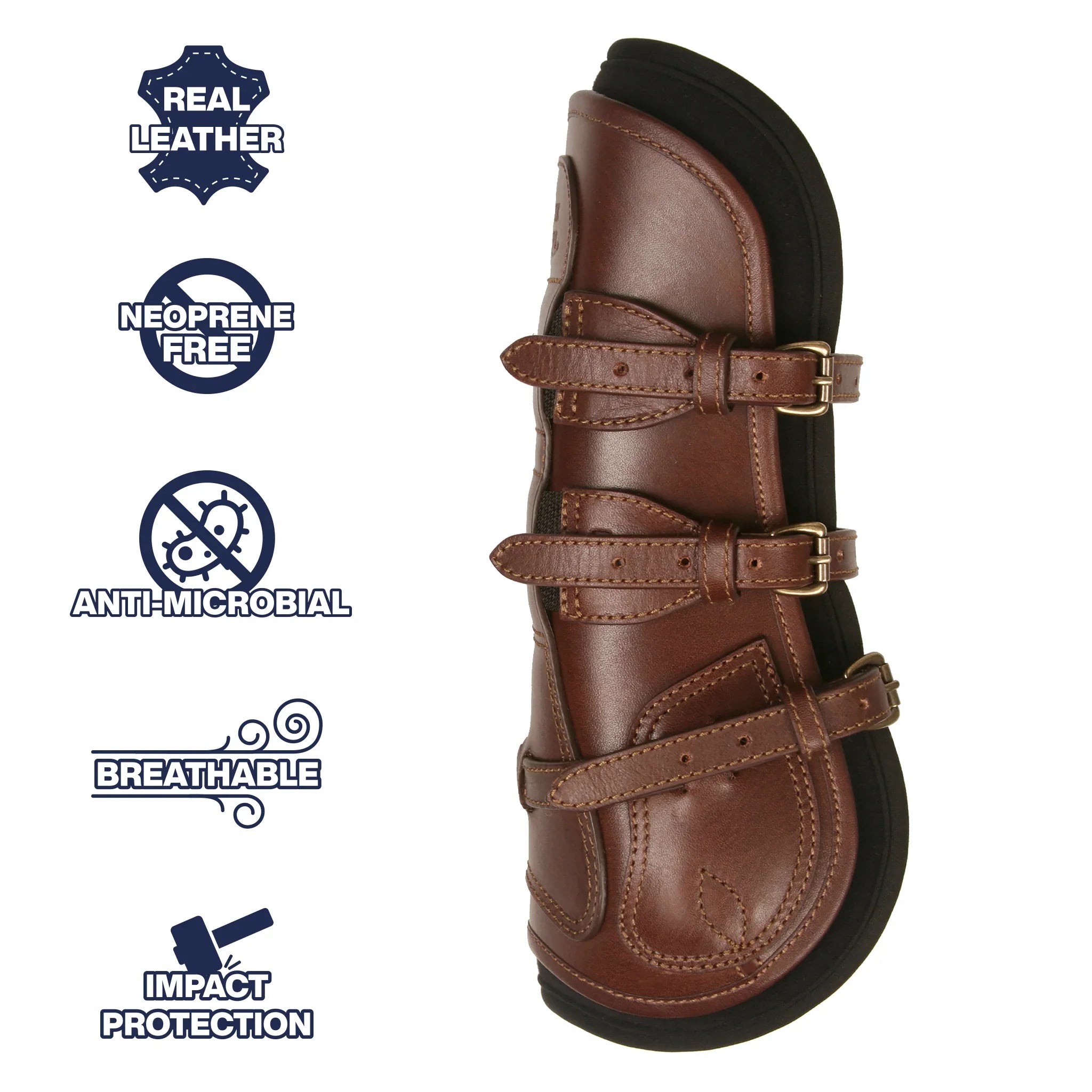 Leather Equitation Tendon Boot with Impact Protective Removable Liners ...